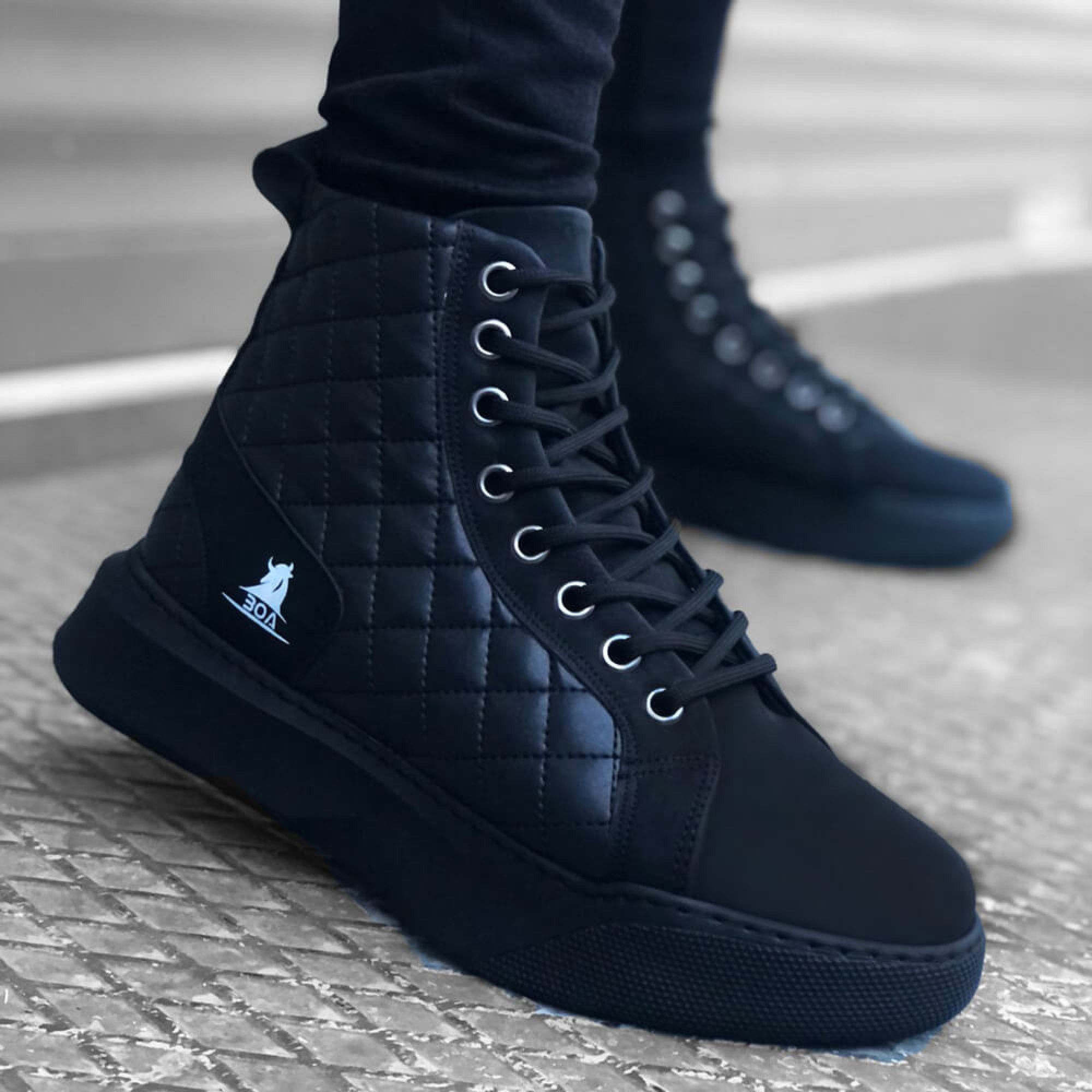 Mens High Top Sneakers - Black - 0159