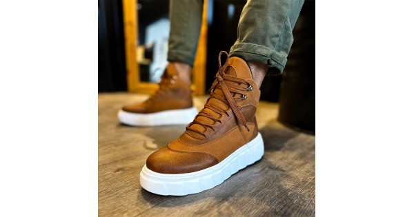 Mens High Top Sneakers - Tan - 104