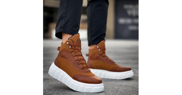 Mens High Top Sneakers - Tan - 104
