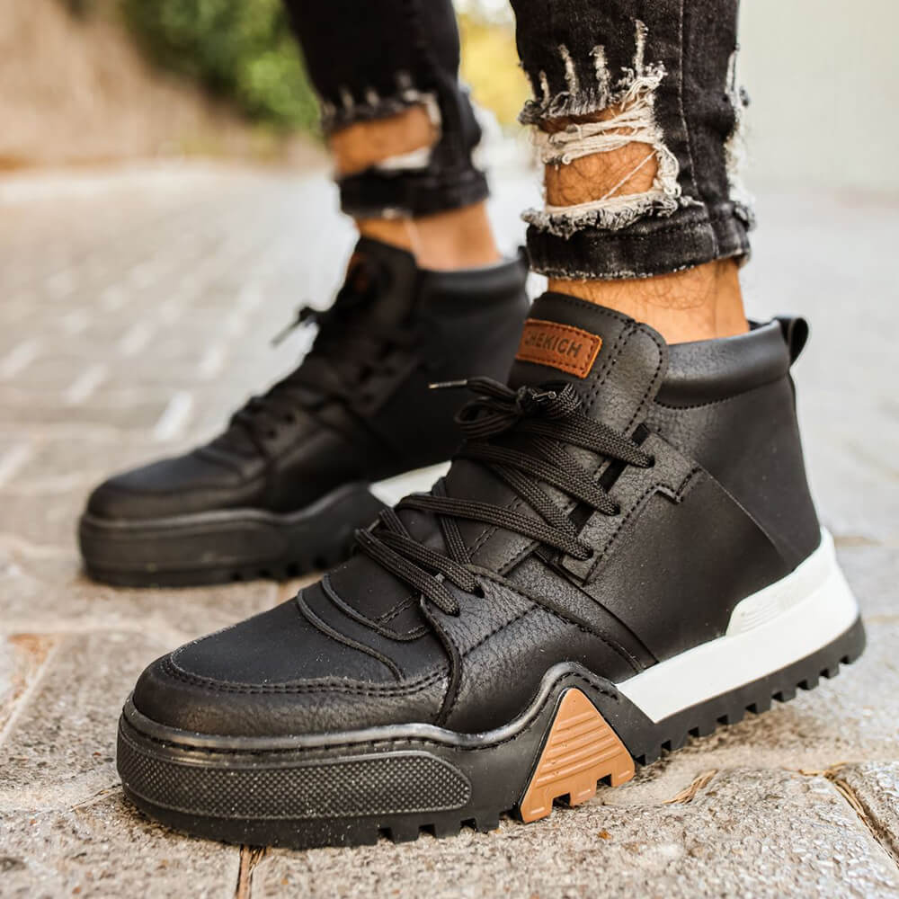 Mens High Top Sneakers - Black - 057