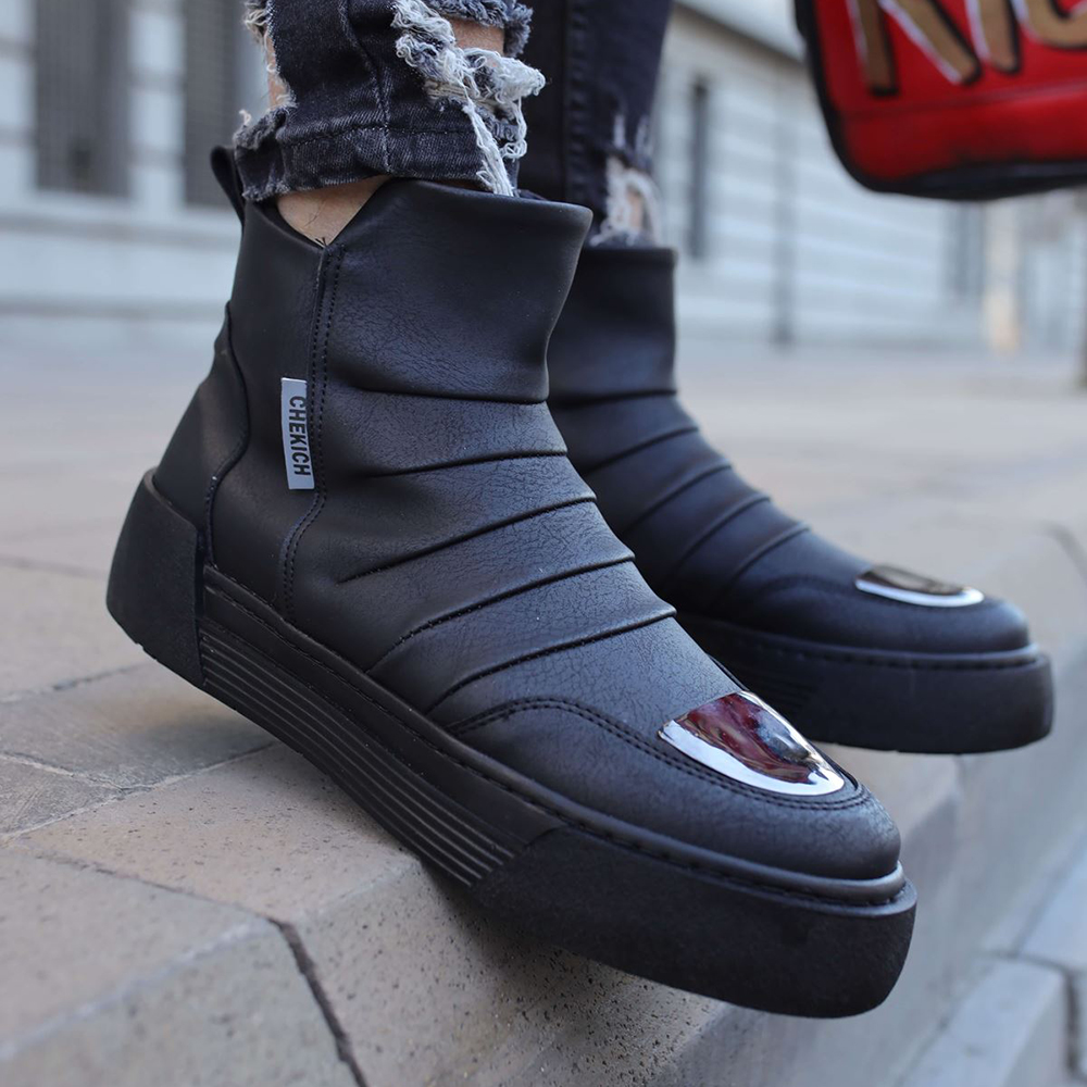 Mens High Top Sneakers - Black - 113