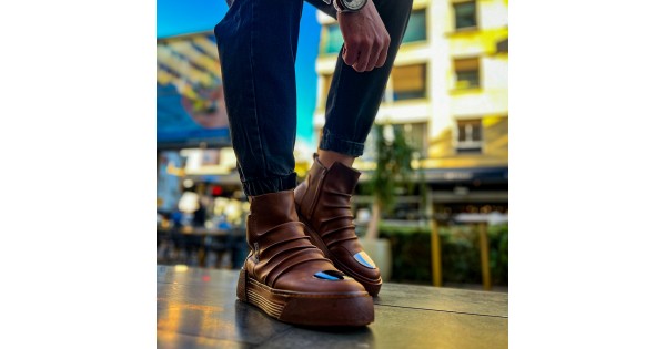 Mens High Top Sneakers - Tan - 113