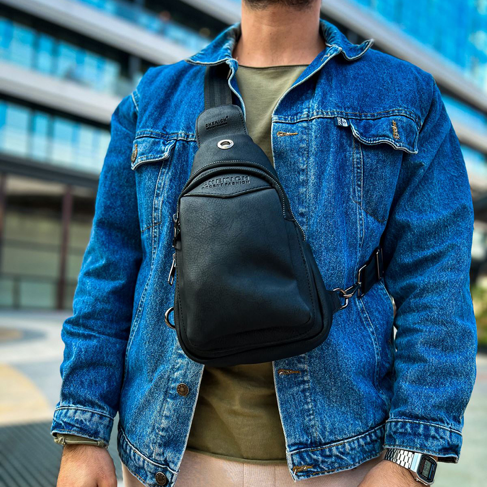 Mens Shoulder Bag - Black - 008