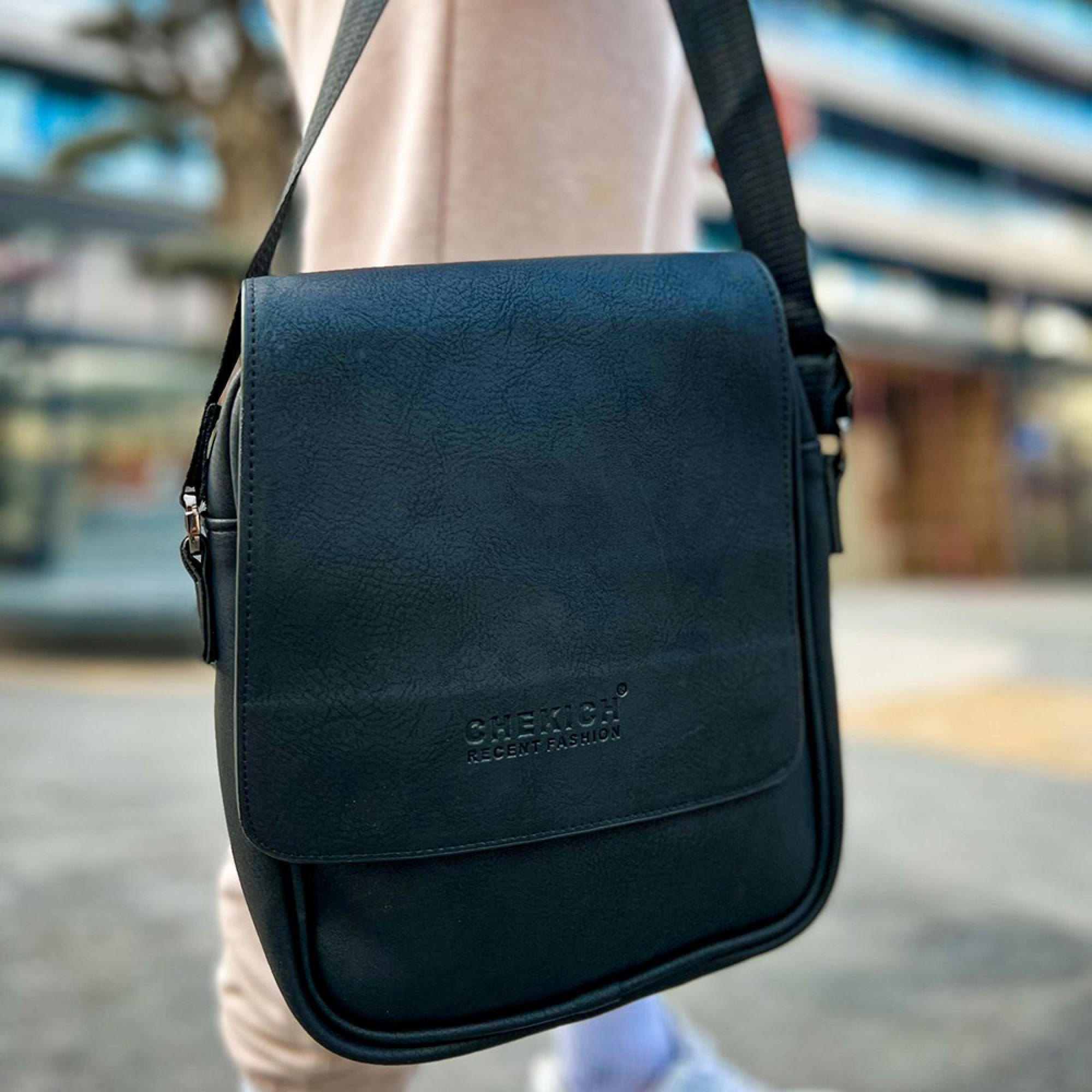 Mens Side Shoulder Bag - Black - 009