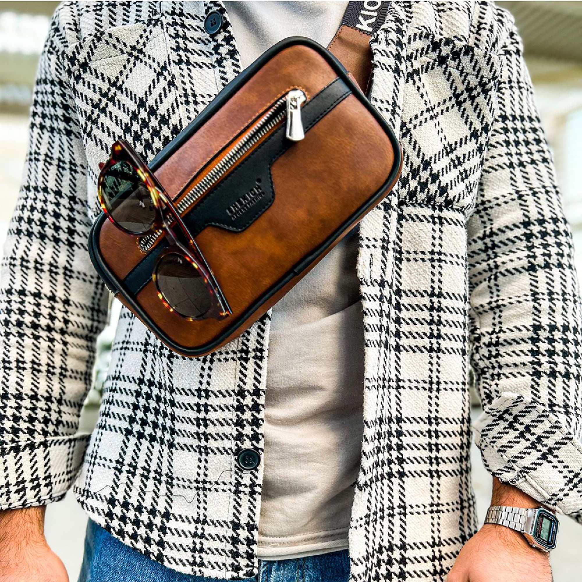 Mens Tablet Bag - Black Tan - 101