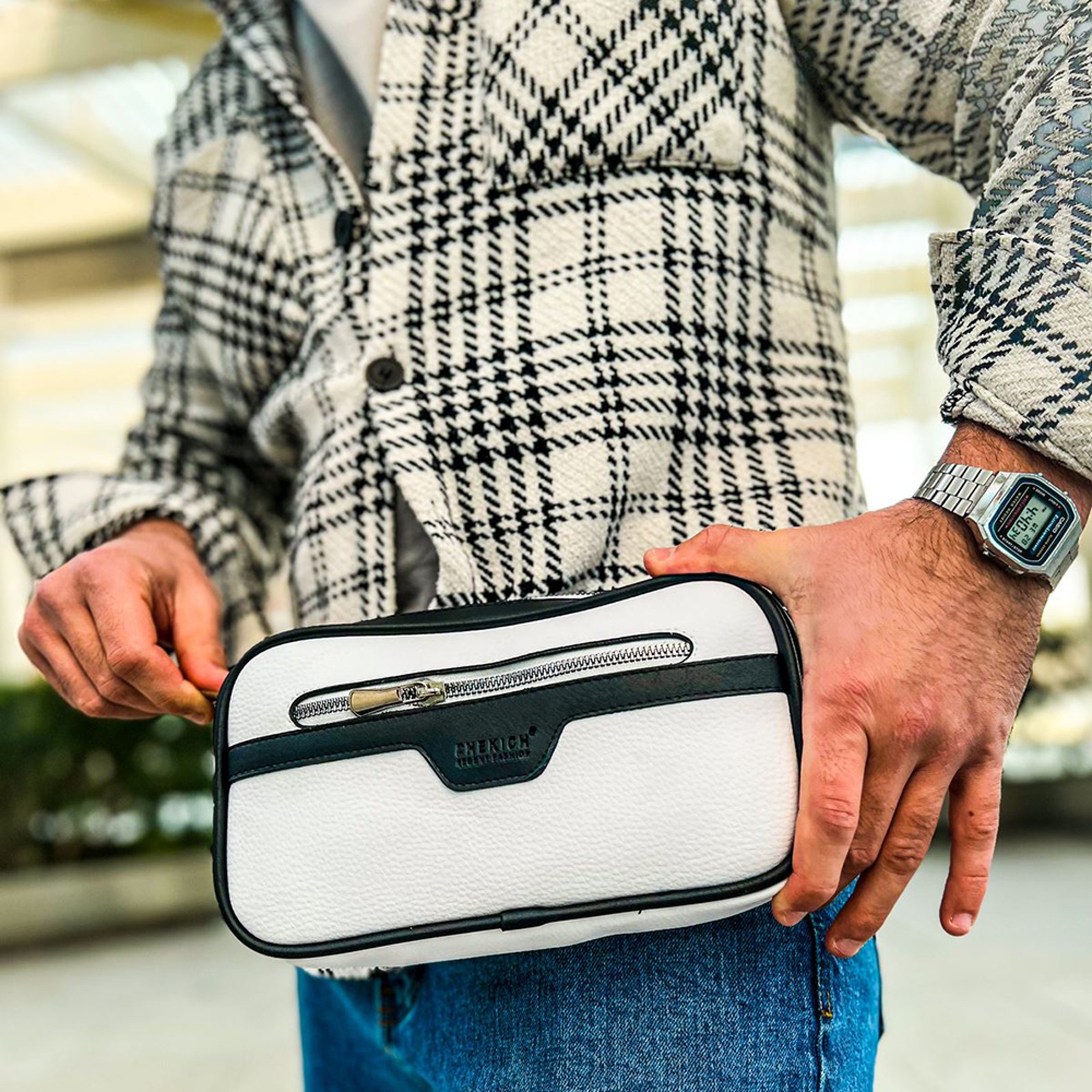 Mens Tablet Bag - White Black - 101