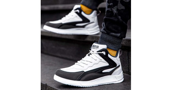 Mens High Top Sneakers - White Gray - DS3.1204